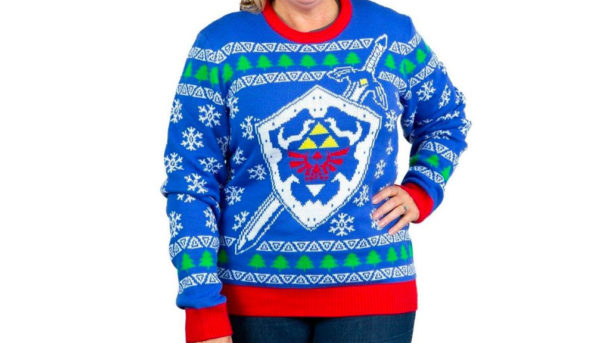 THE LEGEND OF ZELDA MASTER SWORD AND HYLIAN SHIELD HOLIDAY SWEATER ...